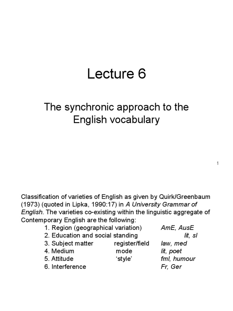 The Synchronic Approach To The English Vocabulary | PDF | English ...