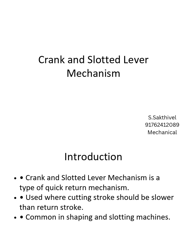 Crank and Slotted Lever Mechanism - PPTX 20260127 134809 0000 | PDF