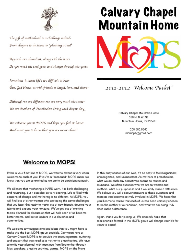 MOPS Welcome Packet for Moms | PDF | Child Care | Relationships
