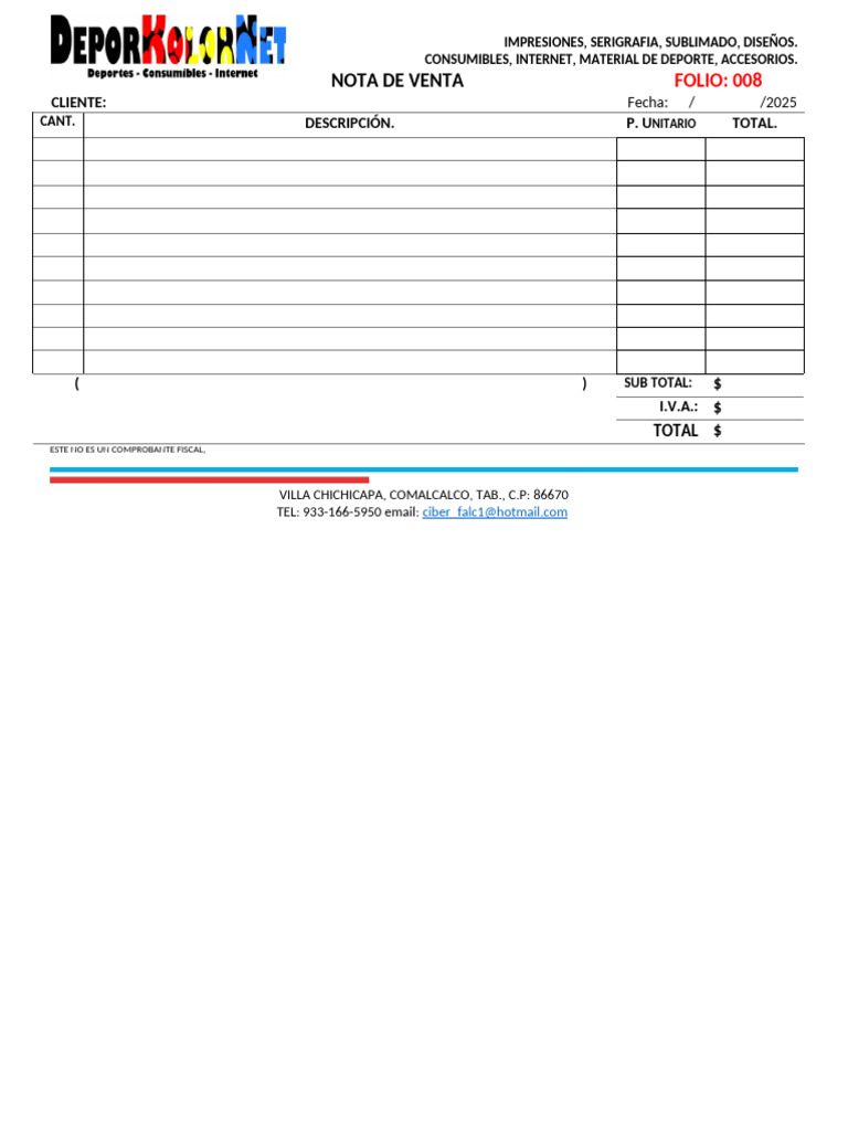 Nota de Venta 2025 | PDF