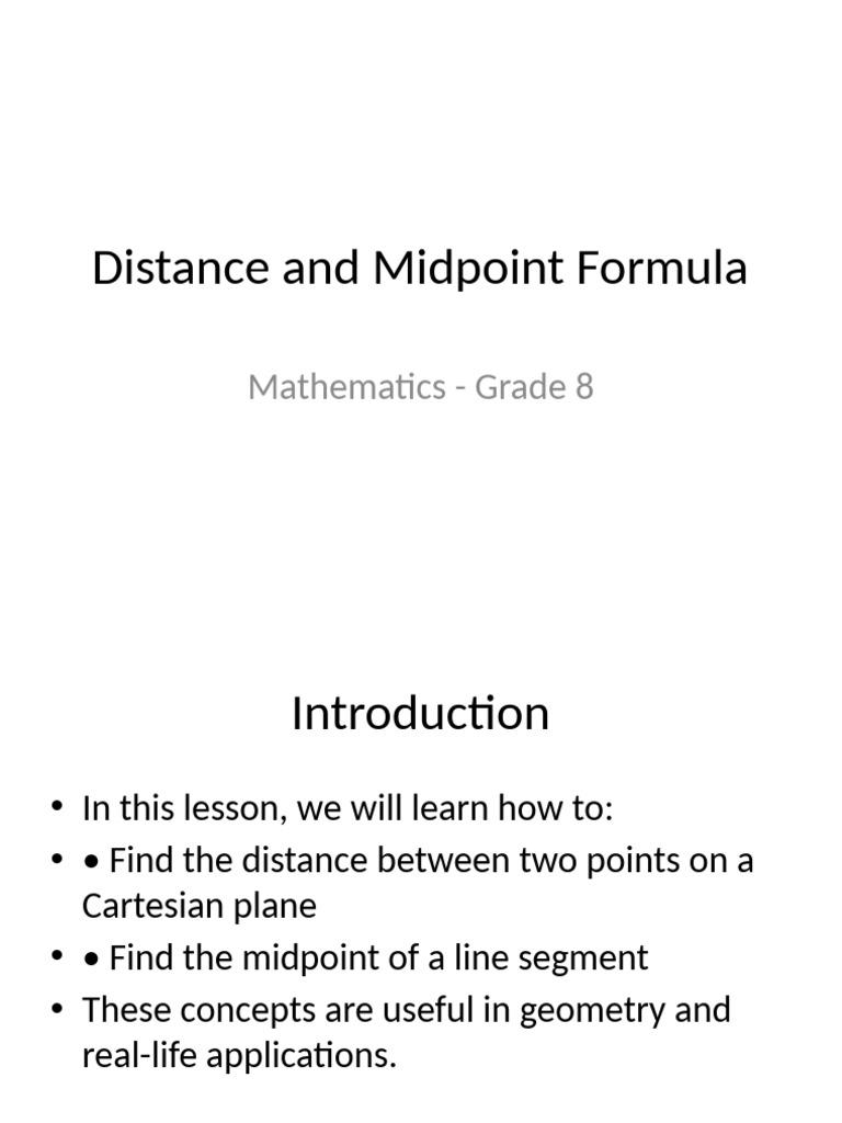 Distance and Midpoint Grade8 | PDF