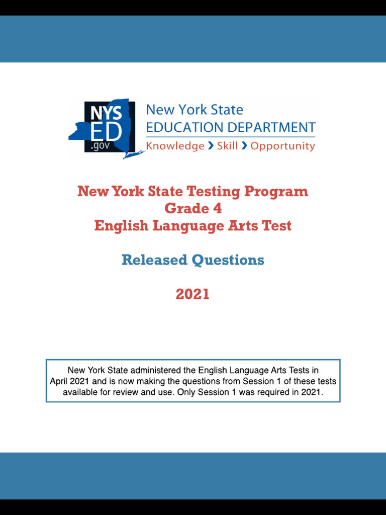 2021 NYS Grade 4 English Language Arts Test Released Questions | PDF ...