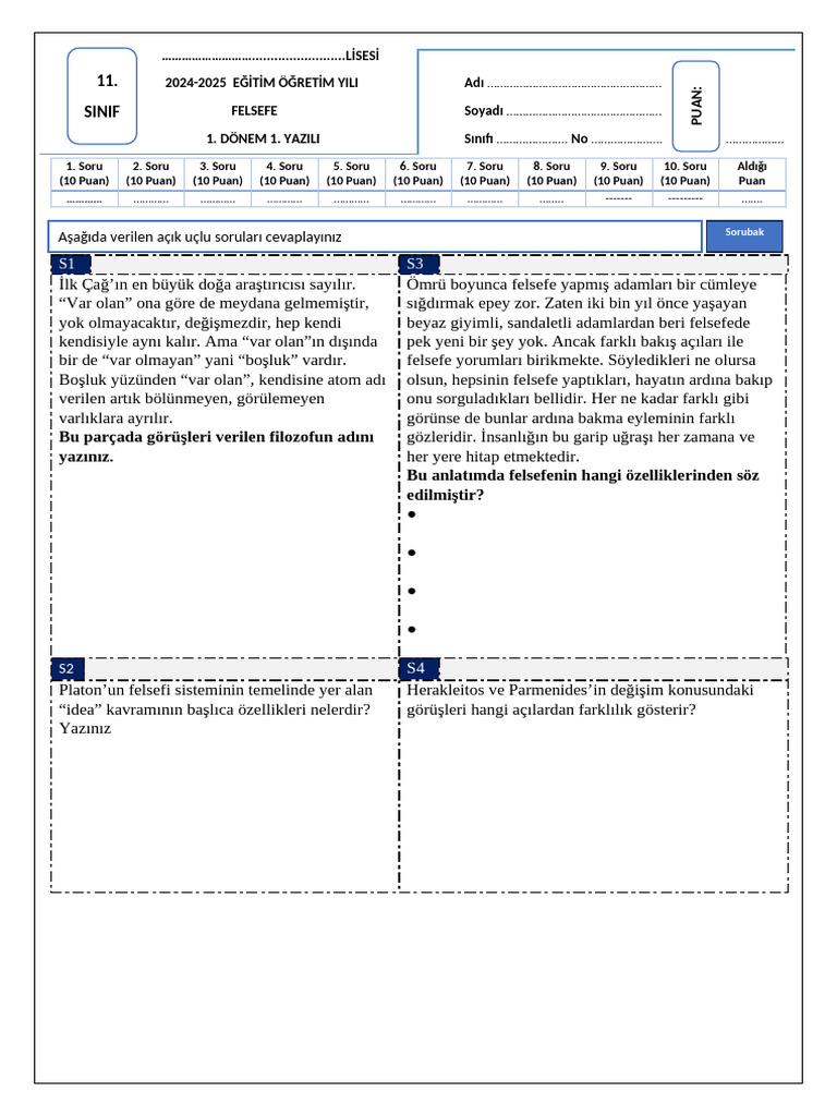 11 Sinif Felsefe Sorubak Com 1d1y Dosya No 8052101 | PDF