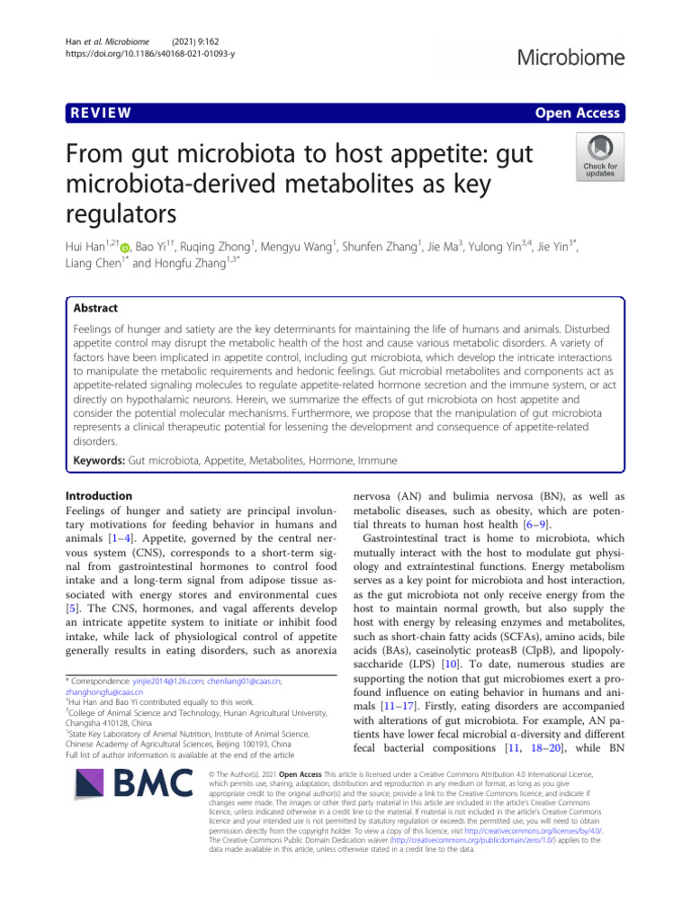 From Gut Microbiota To Host Appetite - Gut | PDF | Leptin | Appetite