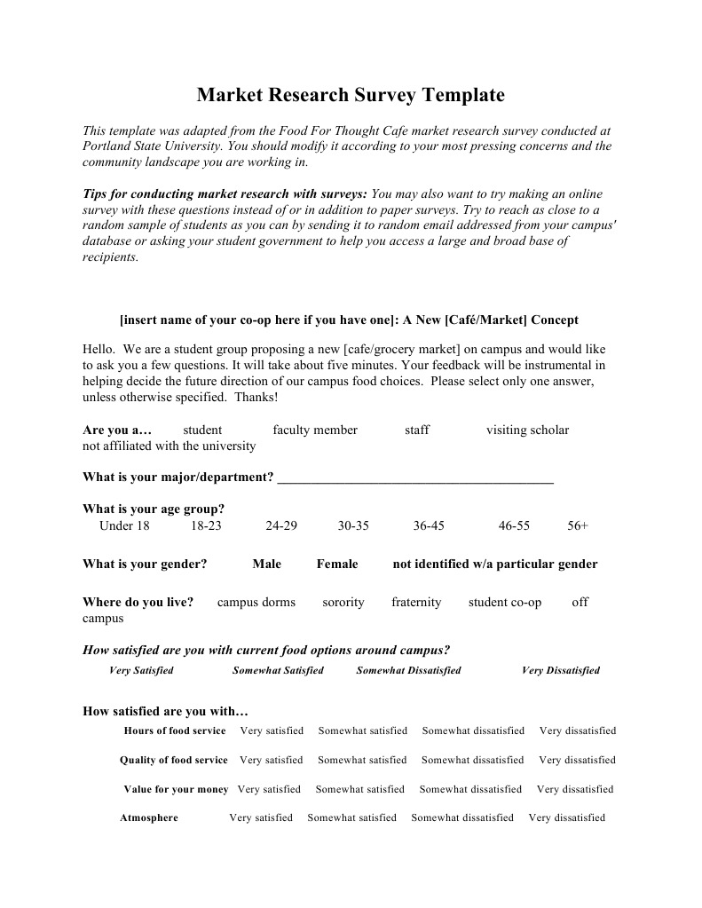 Market Survey Template | PDF | Survey Methodology | Restaurants