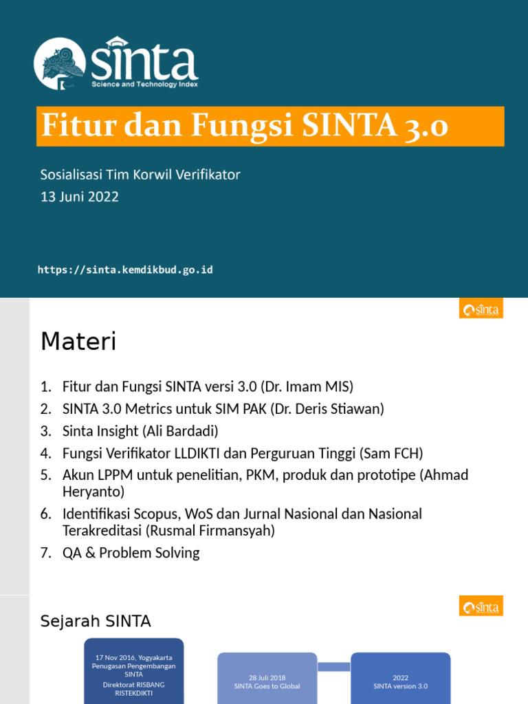 Fitur Dan Fungsi SINTA 3 | PDF