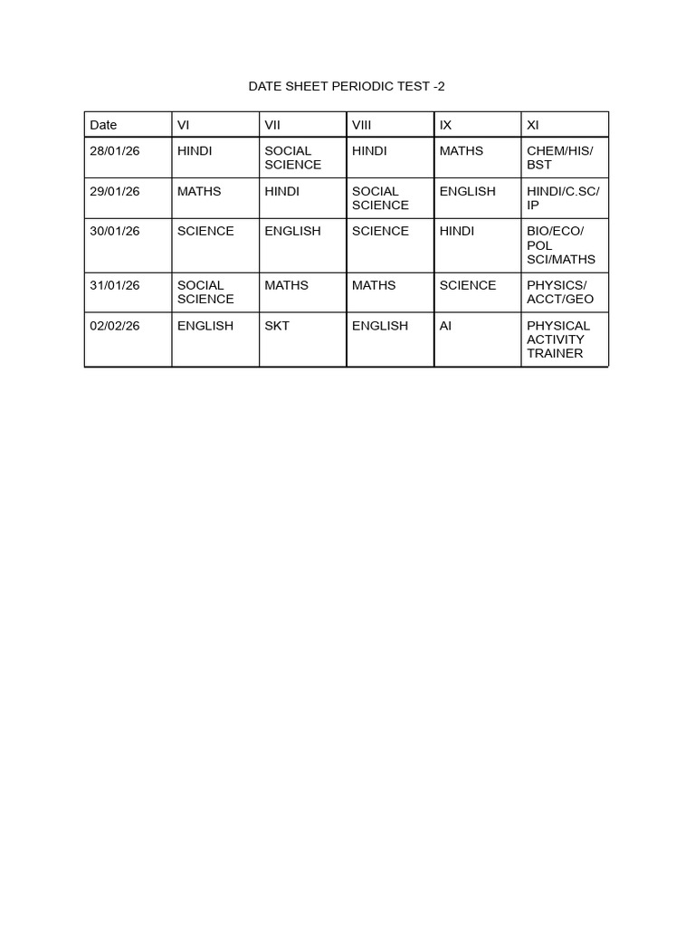 Date Sheet | PDF