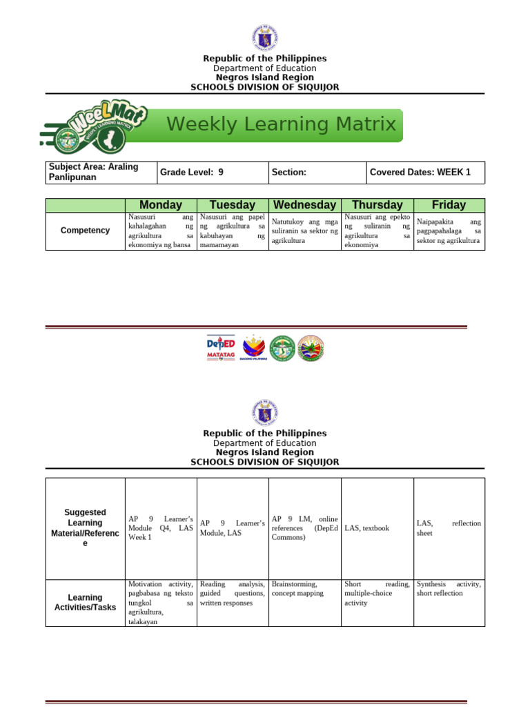 q4 Weelmat AP 9 Week 1-8 | PDF