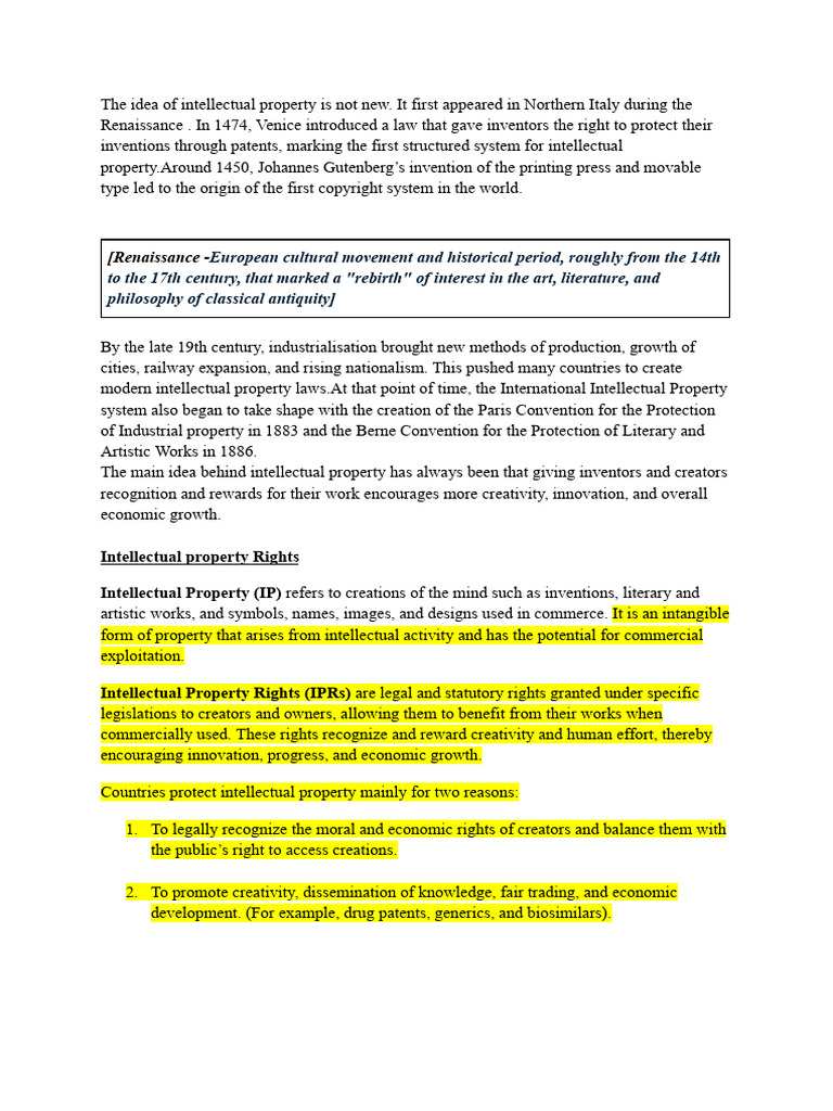 IPR NOTES (3) | PDF | Intellectual Property | World Intellectual ...
