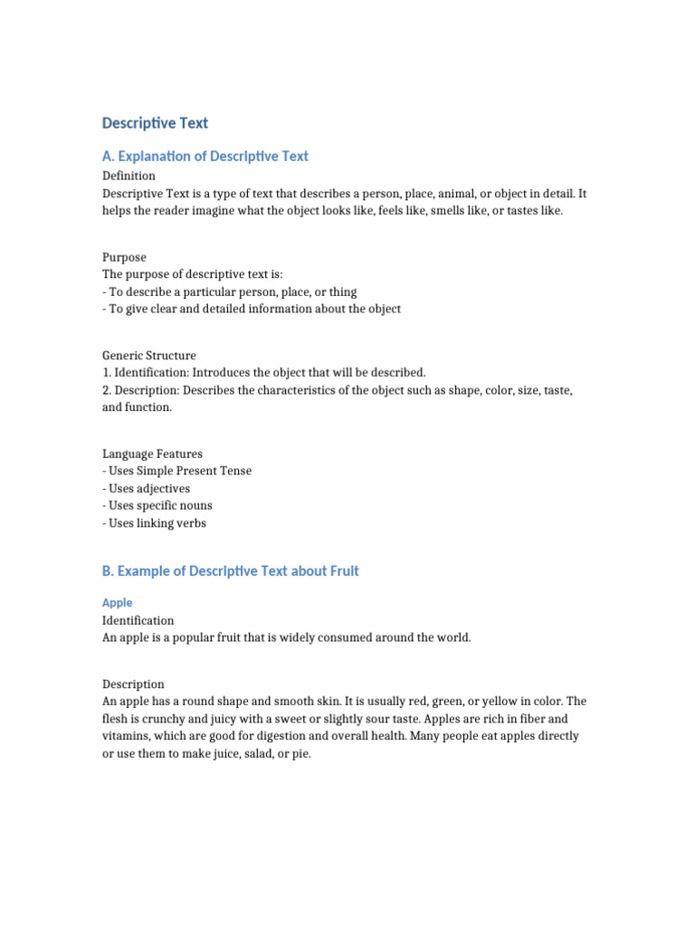 Descriptive Text Fruit | PDF