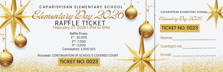 Gold Glitter Year-End Party Raffle Ticket | PDF