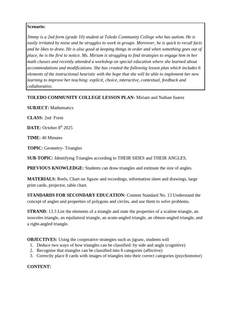 Inst. Heuristic Lesson Plan - Miriam and Nathan Juarez | PDF | Triangle ...