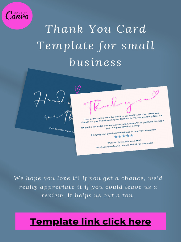 Canva Link Minimal Thank You Card Template PDF | PDF