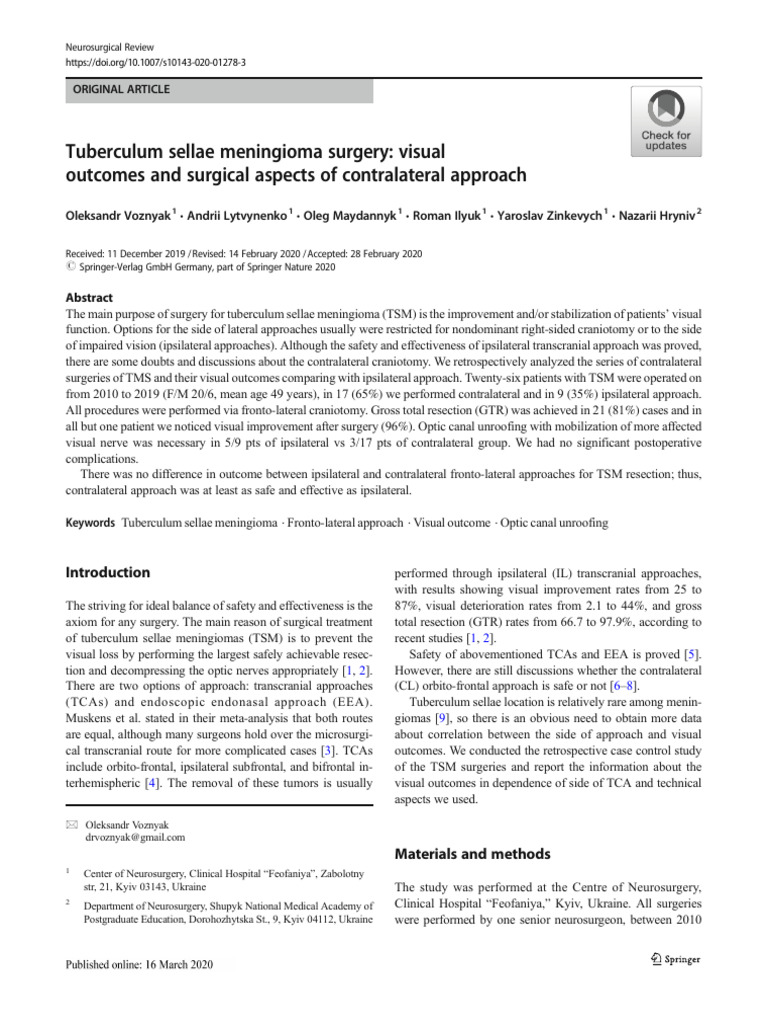 TSM Surgery Visual Outcome | PDF | Neurosurgery | Surgery