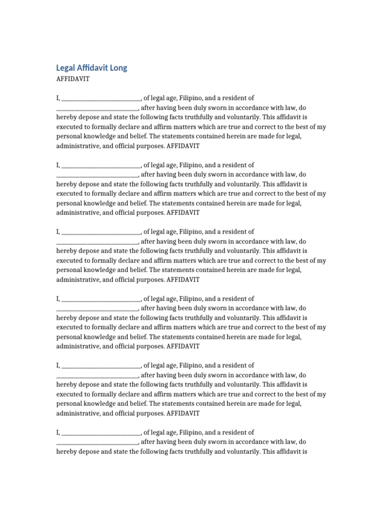 Legal Affidavit Long | PDF | Affidavit | Evidence