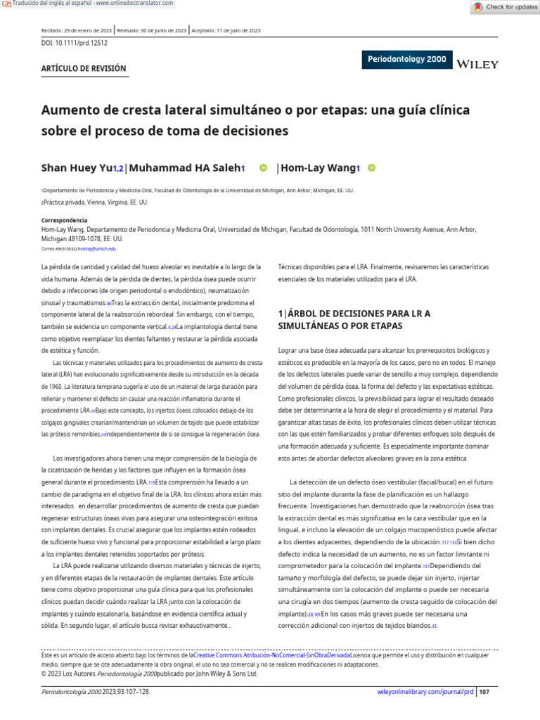 Periodontology 2000 - 2023 - Yu - Simultaneous or Staged Lateral Ridge ...