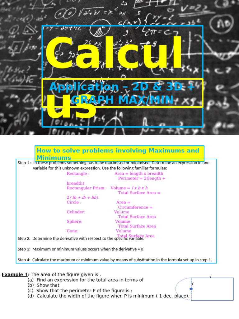 Calculus - Application - 2D _ 3D Max-MIn | PDF | Area | Mathematics