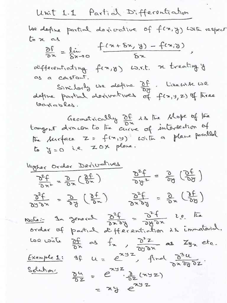 Unit 1.1 Partial Differentiation | PDF