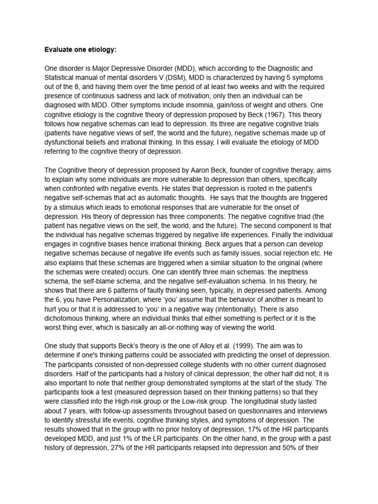 Etiology ERQs Examen Bim 2 | PDF | Major Depressive Disorder ...