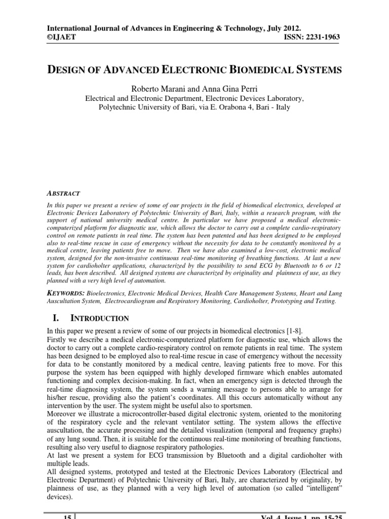 Design of Advanced Electronic Biomedical Systems | PDF | Monitoring ...