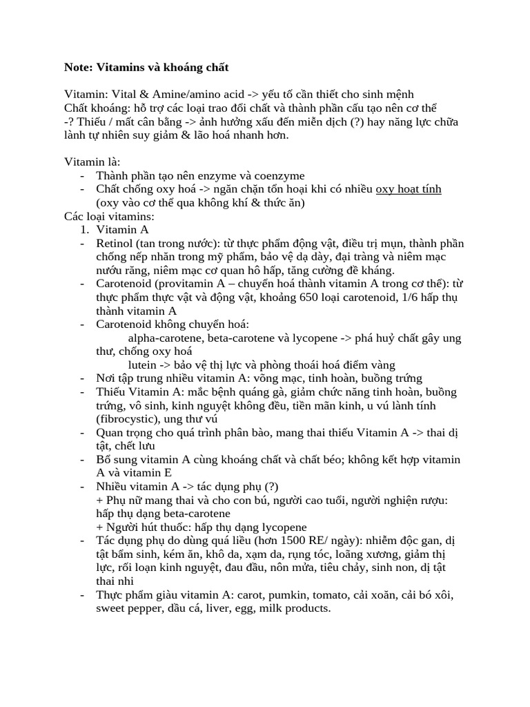 Vitamin Note | PDF