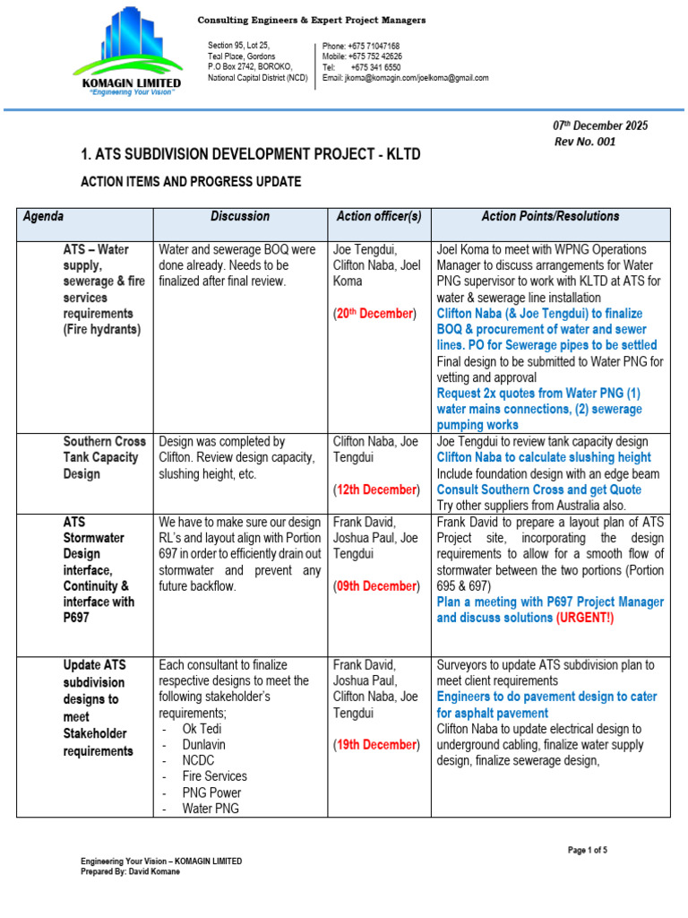 251208 - Action Points ATS_Revised | PDF | Sanitary Sewer | Road