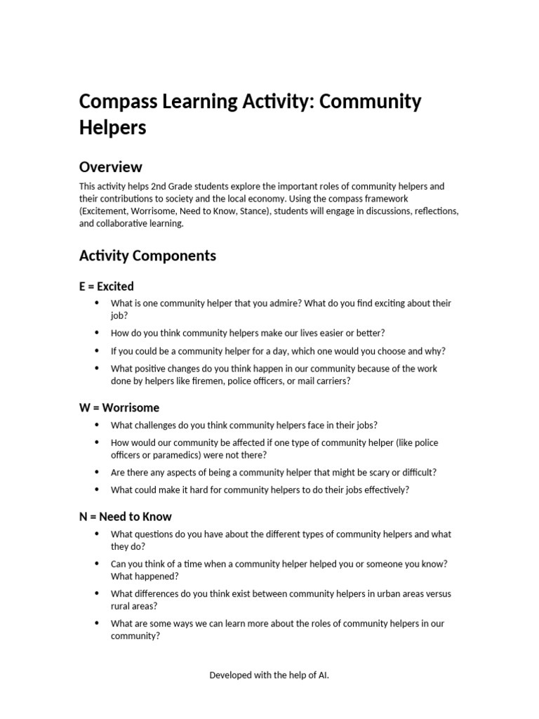 Community Helpers Exploration Activity | PDF | Social Psychology