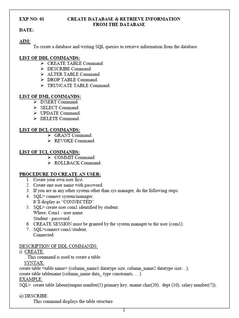DBMS Lab Manual Completed | PDF | Database Index | Pl/Sql