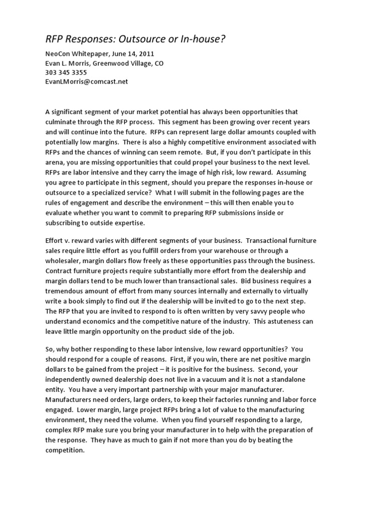 RFP Response | PDF | Request For Proposal | Strategic Management