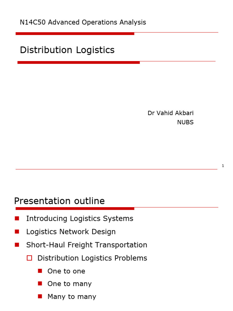 Session 6 Distribution Logistics | PDF | Logistics | Applied Mathematics