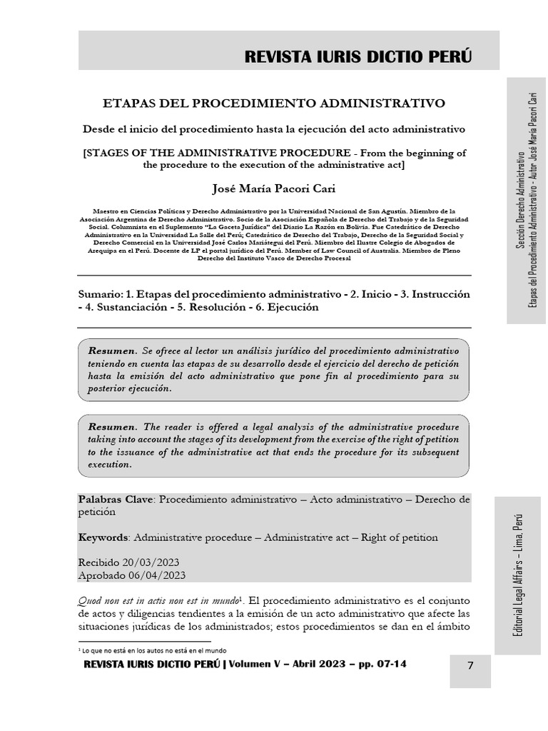 Etapas Del Procedimiento Administrativo - Autor José María Pacori Cari ...