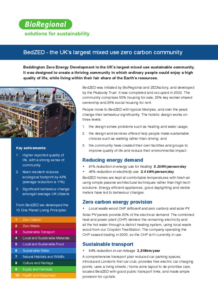 Bed ZED | PDF | Cogeneration | Sustainability