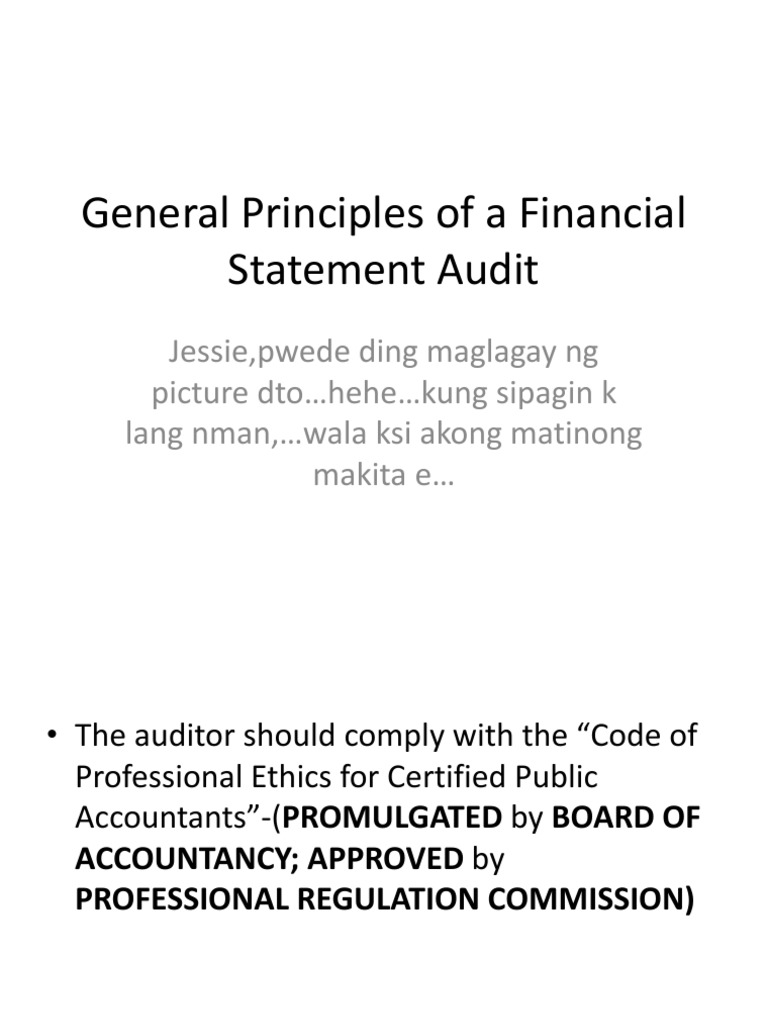 General Principles of A Financial Statement Audit | PDF | Financial ...