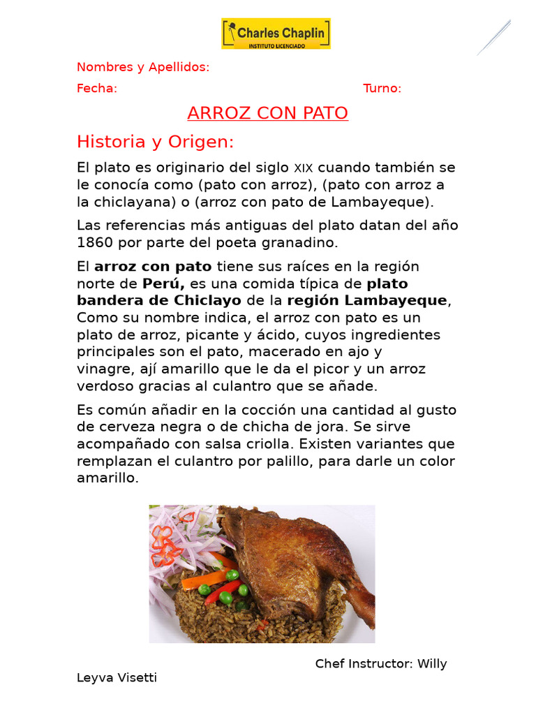 Arroz Con Pato | PDF | Cilantro | Arroz