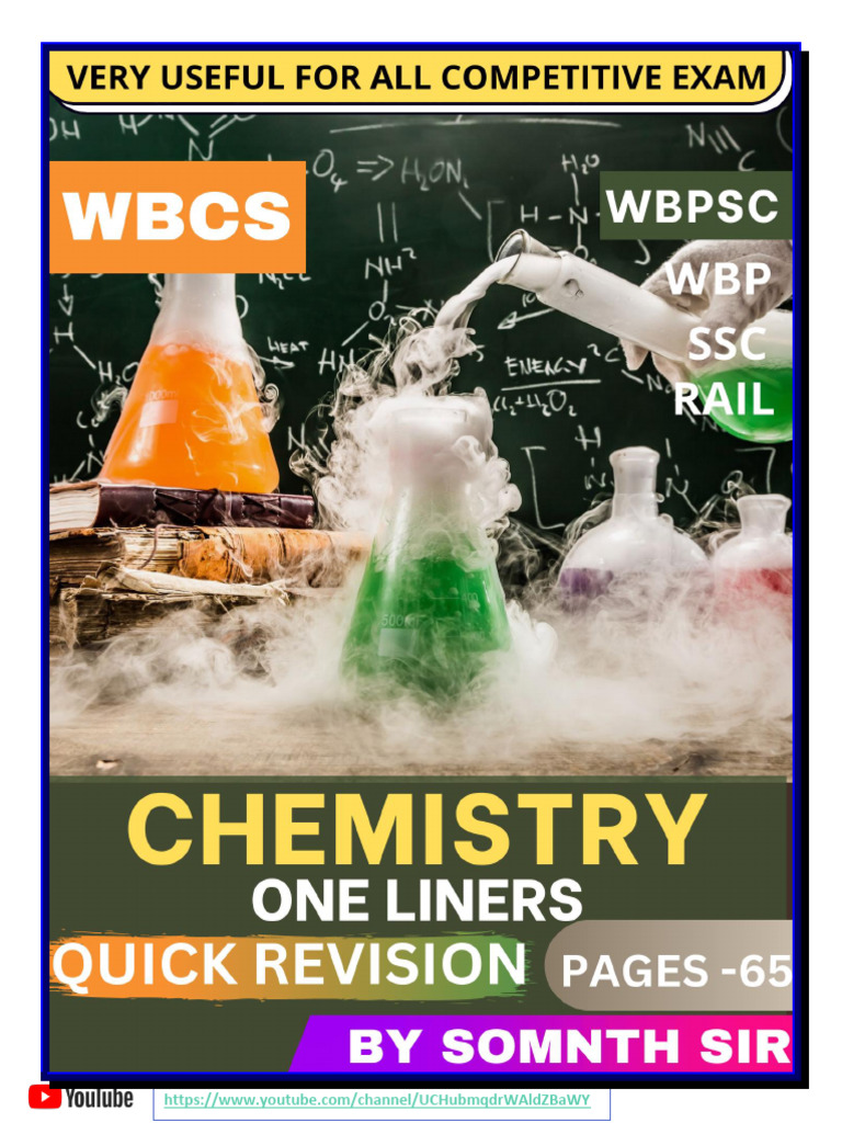 Chemistry - One Liner Notes For Quick Revision | PDF | Atoms | Proton