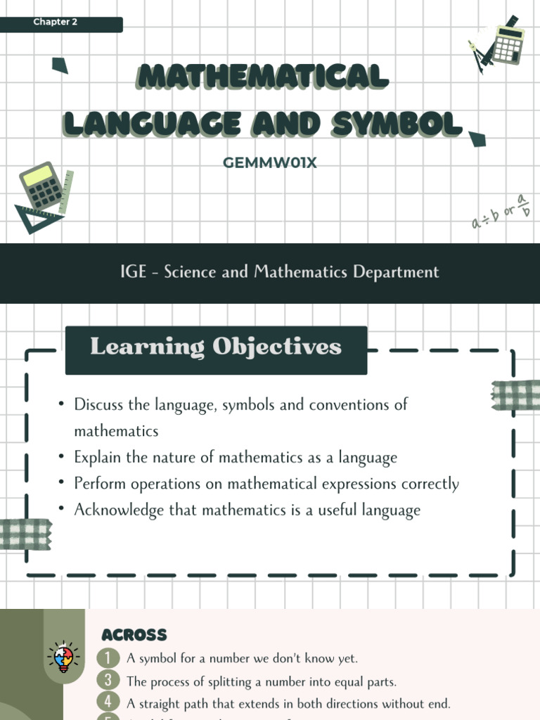 Chapter 2 - Mathematical Language and Symbol | PDF