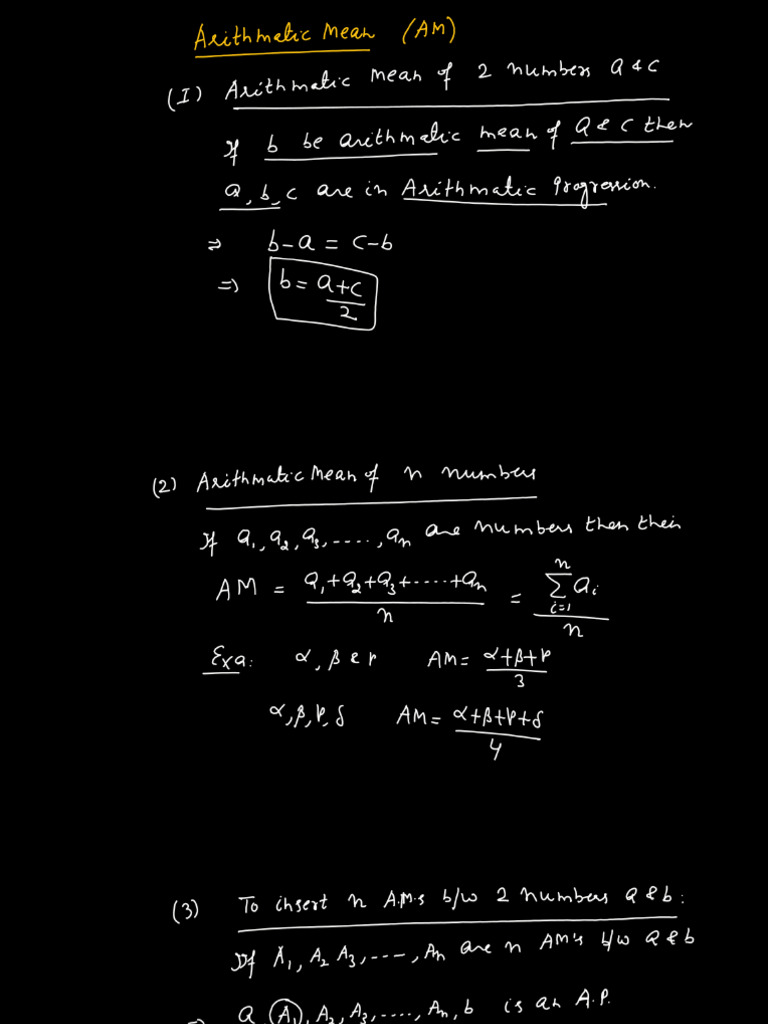 Sequence & Series _ L-03 (Class Notes) _ Arithmetic Mean | PDF