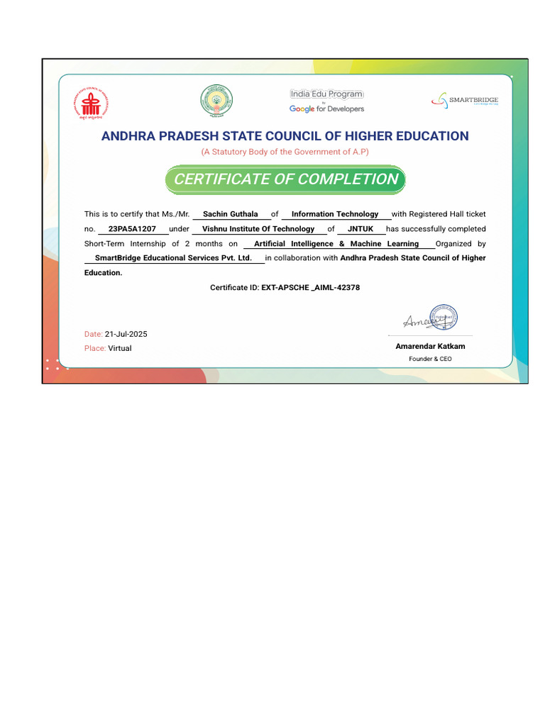 Certificate - SmartInternz | PDF