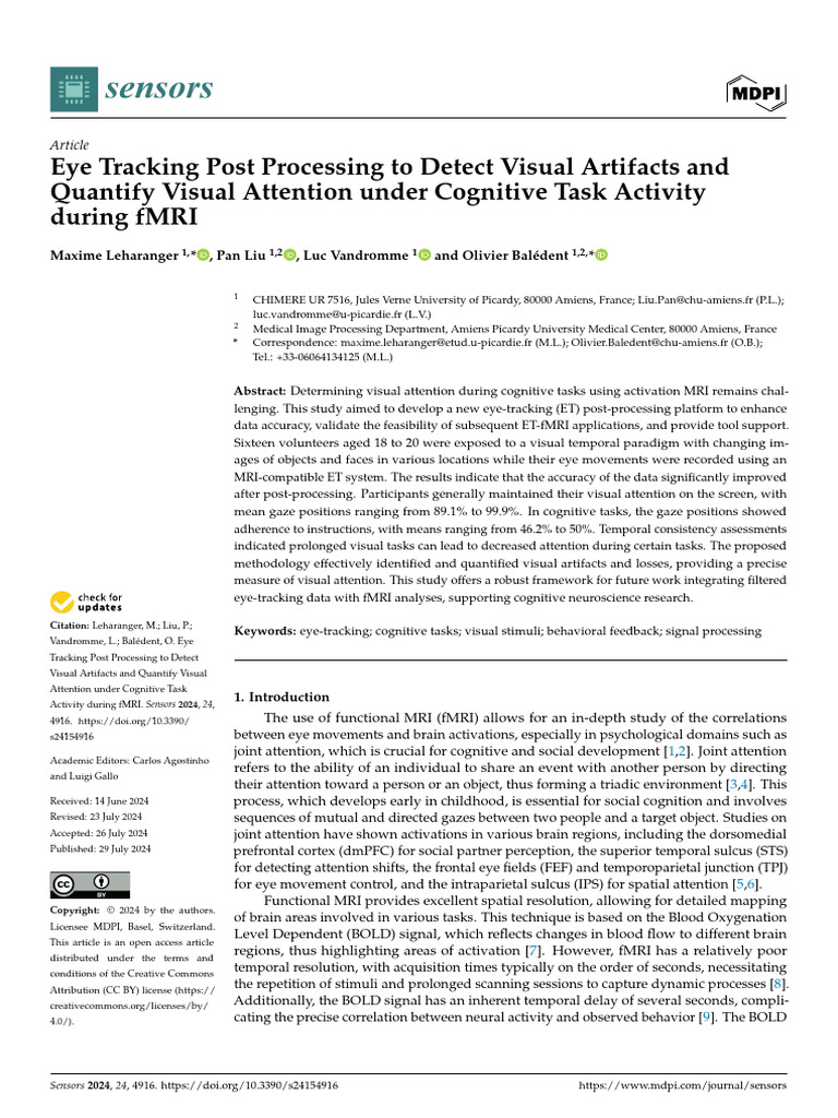 Eye Tracking Post Processing to Detect Visual Artifacts and Quantify ...