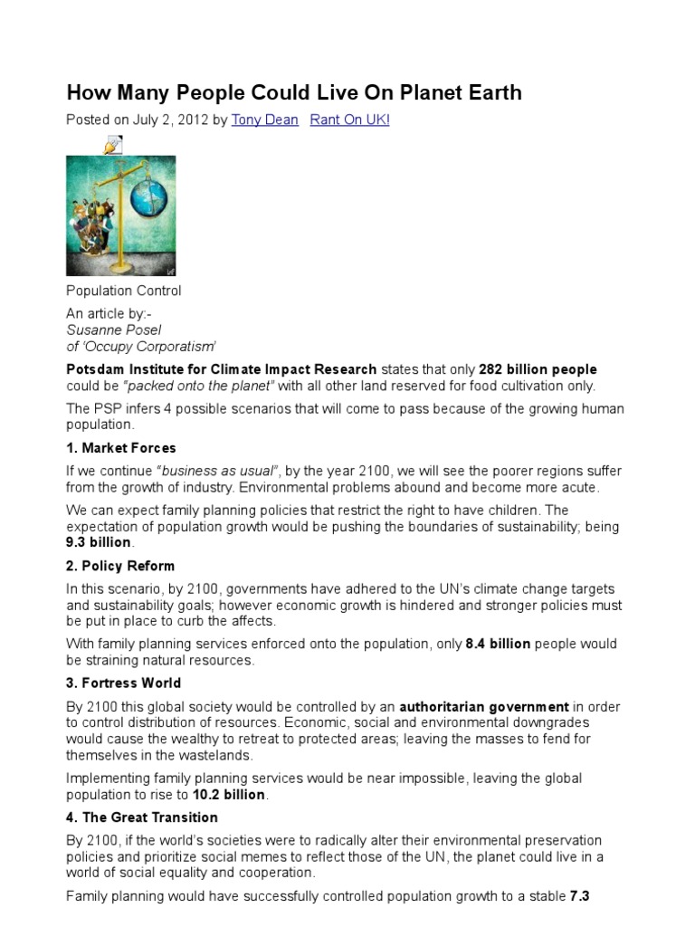 How Many People Could Live On Planet Earth | PDF | United Kingdom ...