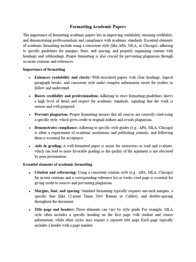 Formatting Academic Papers | PDF | Apa Style | Citation