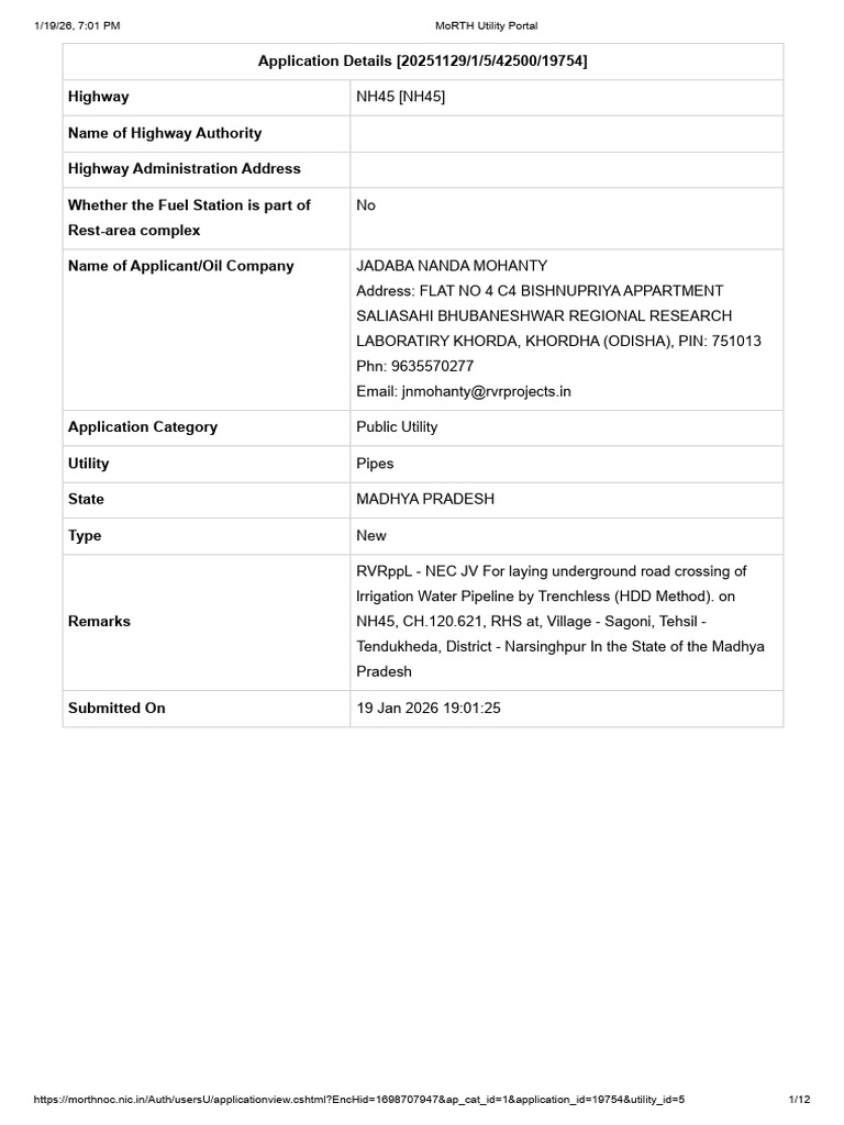 MoRTH Utility Portal SAGONI | PDF | Road