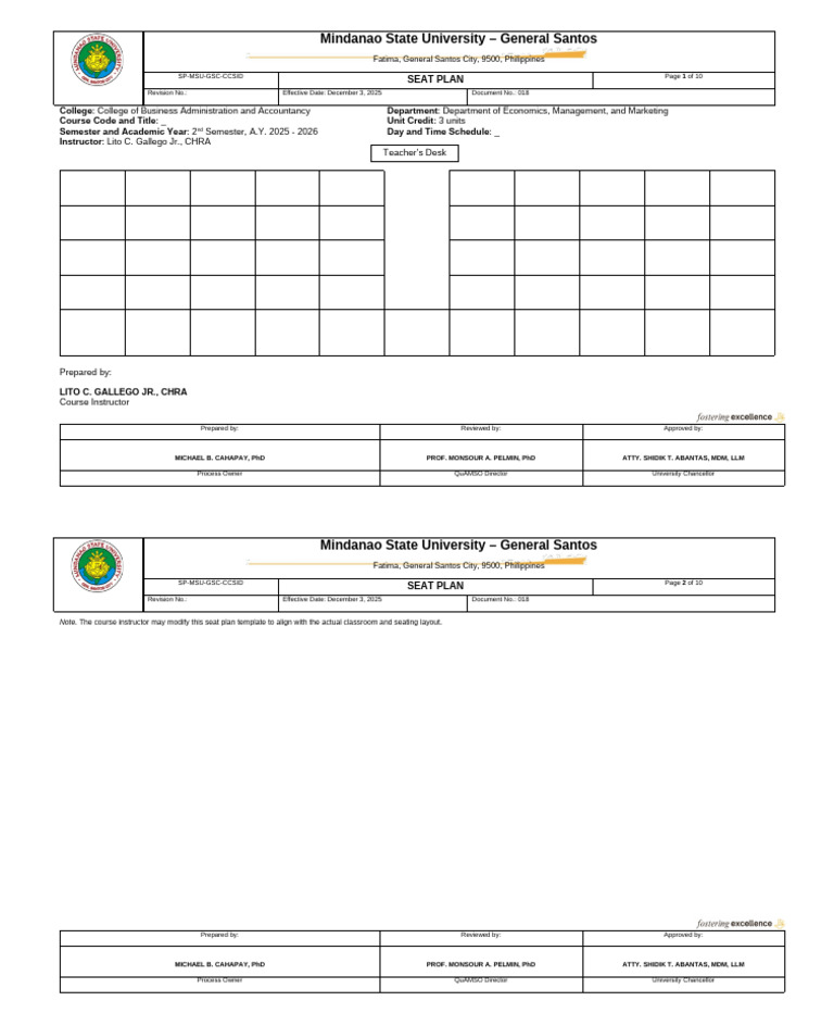 Seat Plan 018. SP Msu GSC Ccsid | PDF