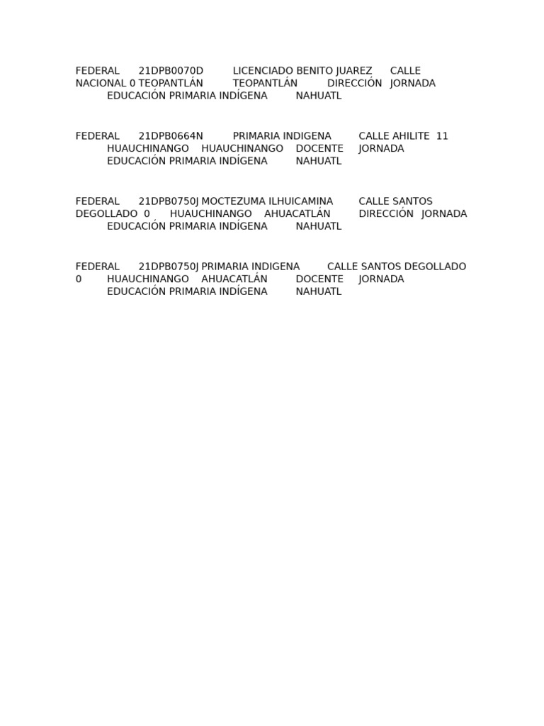 Federal21dpb0070dlicenciado Benito Juarezcalle Nacional ...
