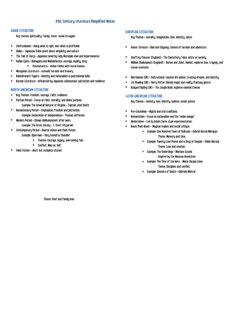 21st Century Lit Notes (1) | PDF | The Jungle Book
