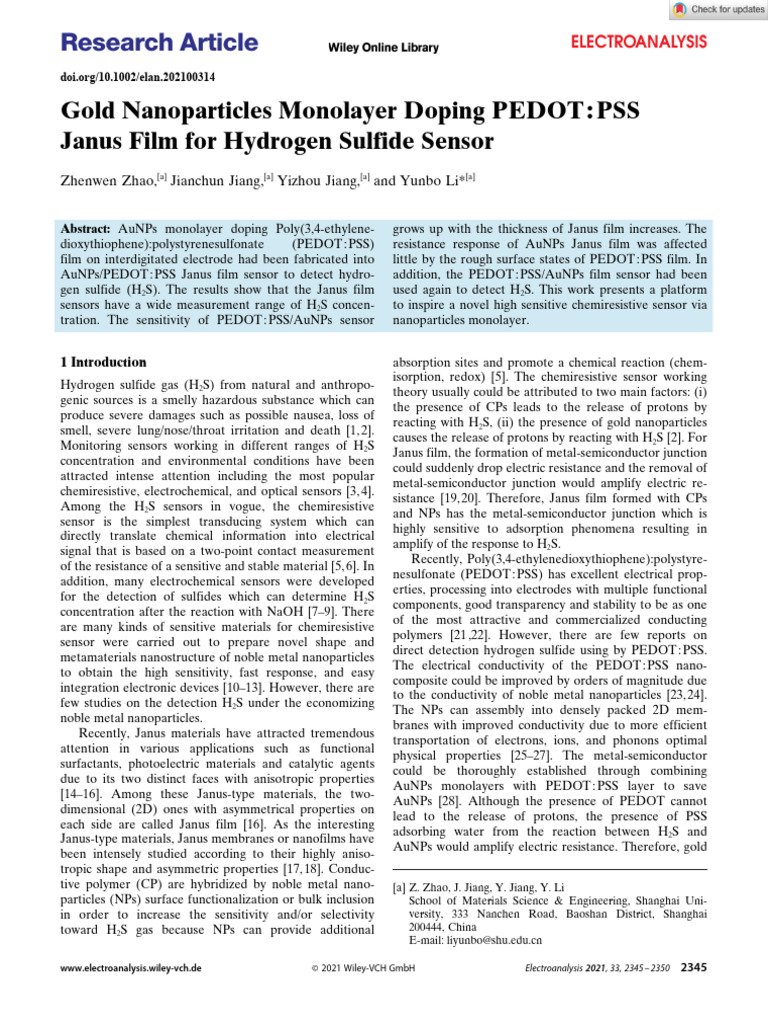 Electroanalysis - 2021 - Zhao - Gold Nanoparticles Monolayer Doping ...