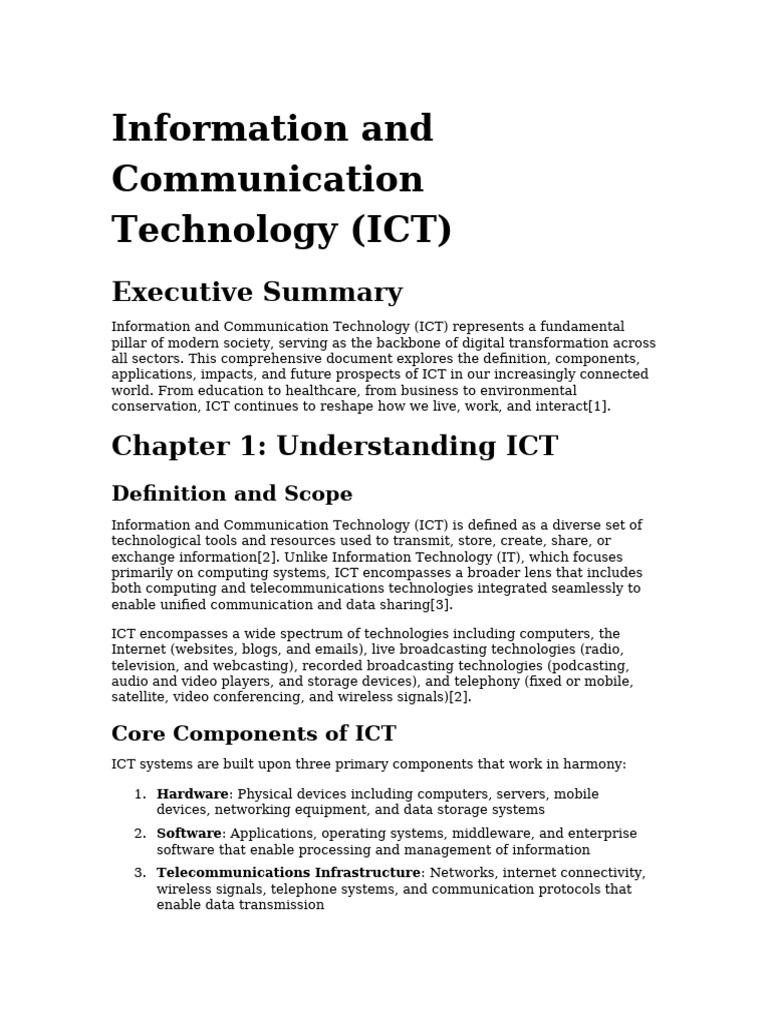 Information and Communication Technology (ICT) : Executive Summary ...