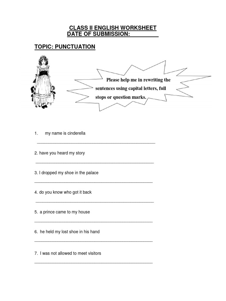 CBSE Class 2 English Practice Worksheets (57) - Punctuation | PDF
