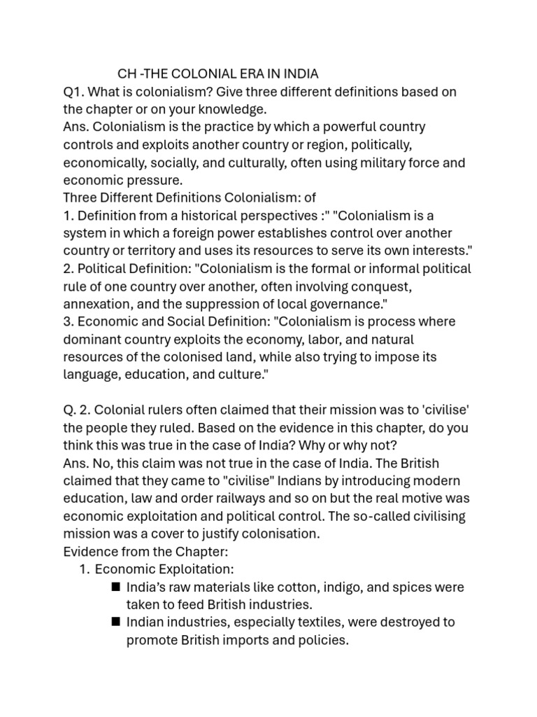 The Colonial Era in India | PDF | Colonialism | British Empire