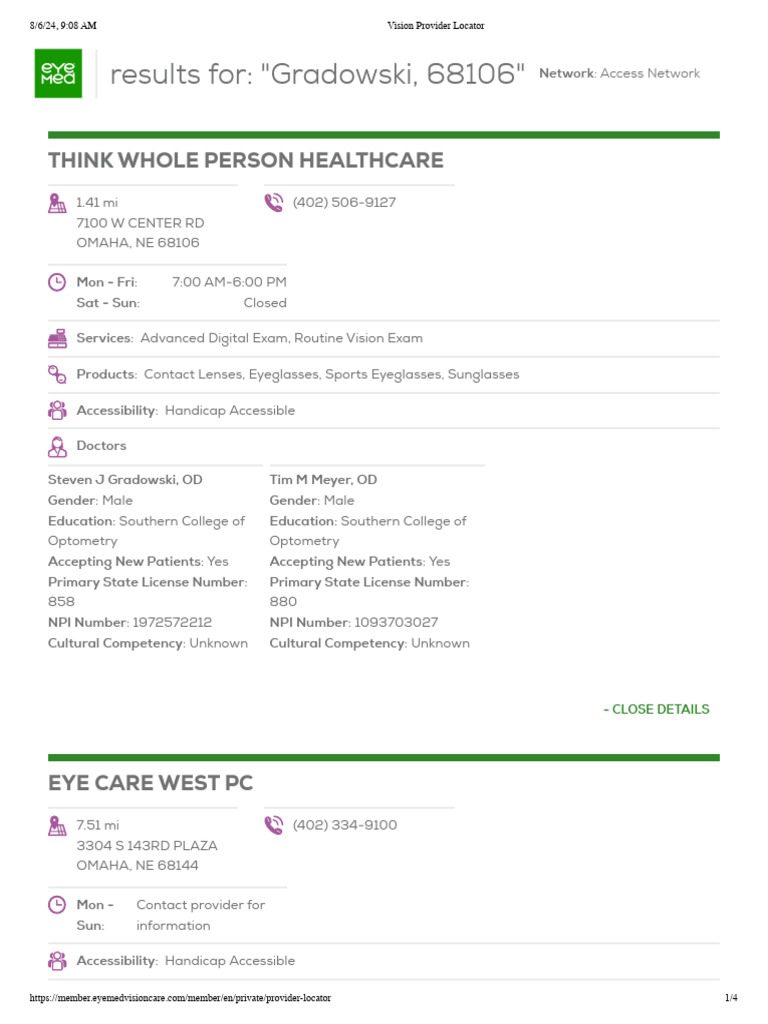 Vision Benefits - Provider Locator | PDF | Optometry